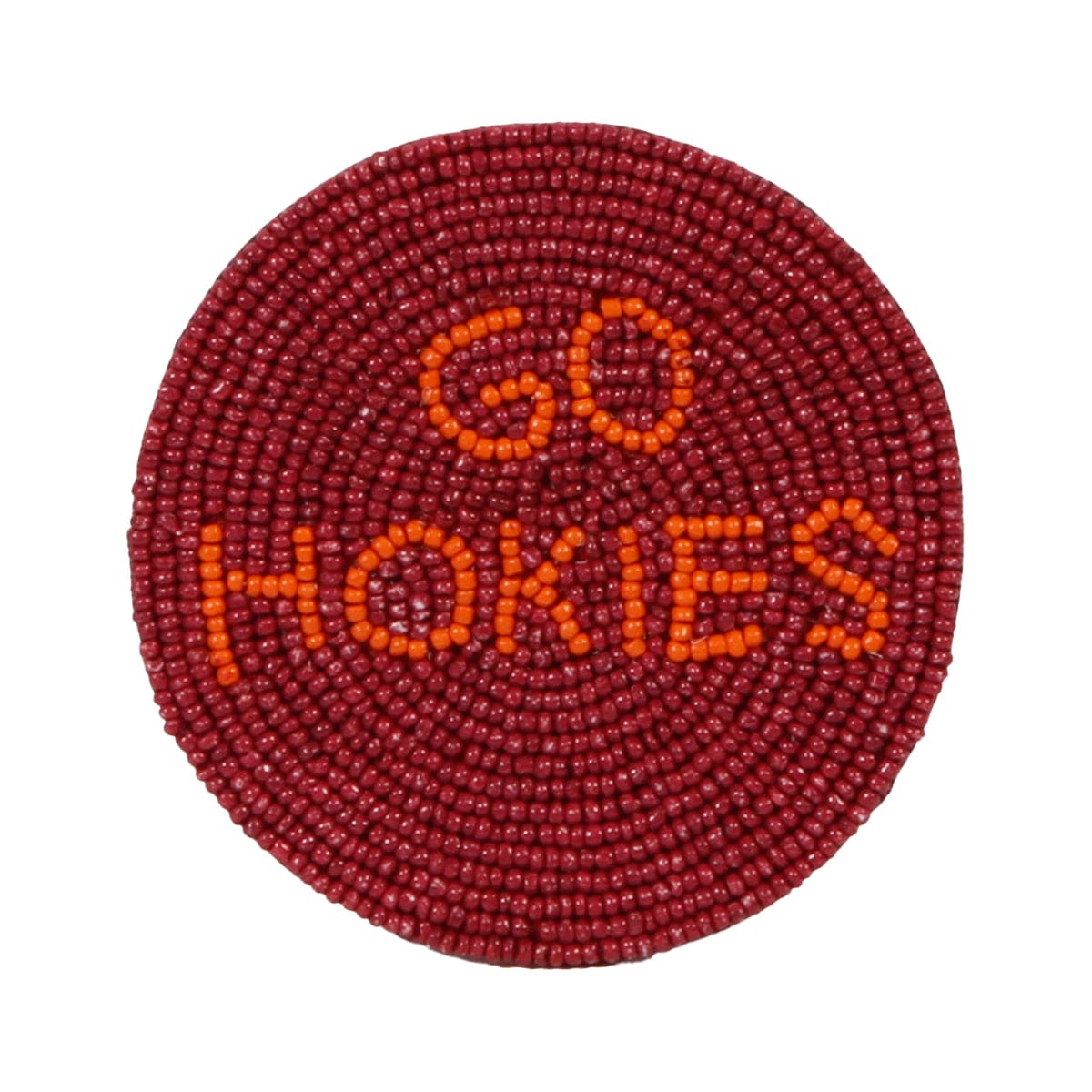 Virginia Tech Hokies Beaded Button in Maroon and Orange by Desden