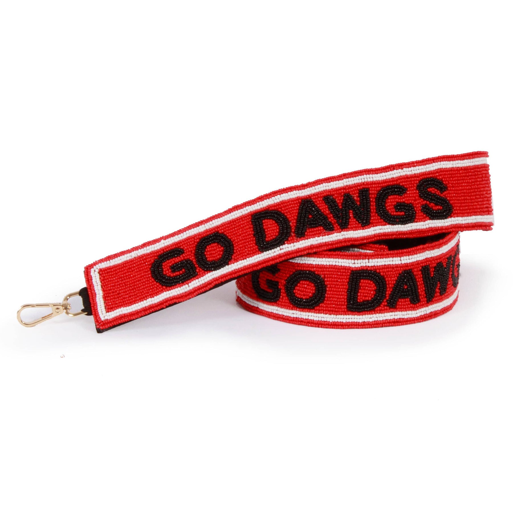 Georgia Bulldogs Go Dawgs Red and Black Beaded Purse Strap by Desden